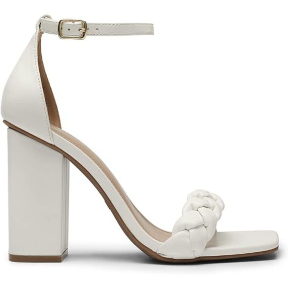 Shoes | Womens Heels For Women Braided Open Toe White Ankle Strap High ...